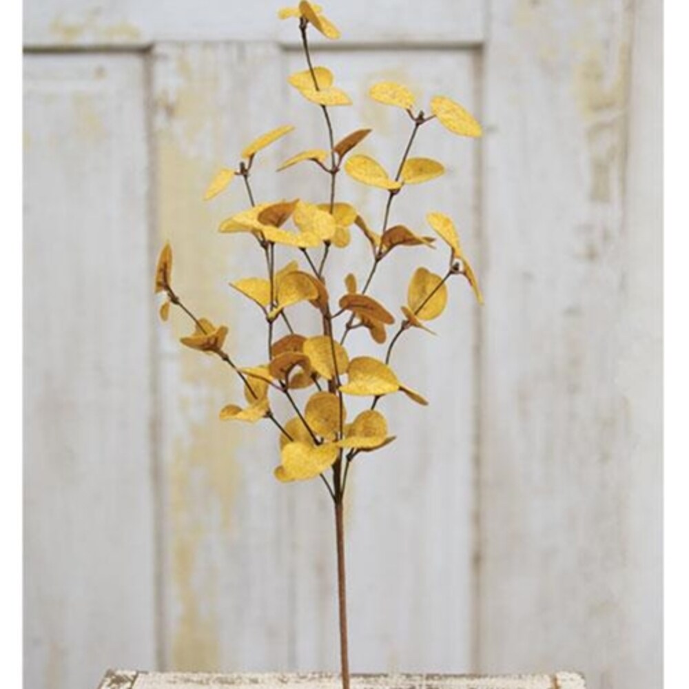 18" Mustard Penny Leaf Pick with Fabric Leaves and Stem | Michaels