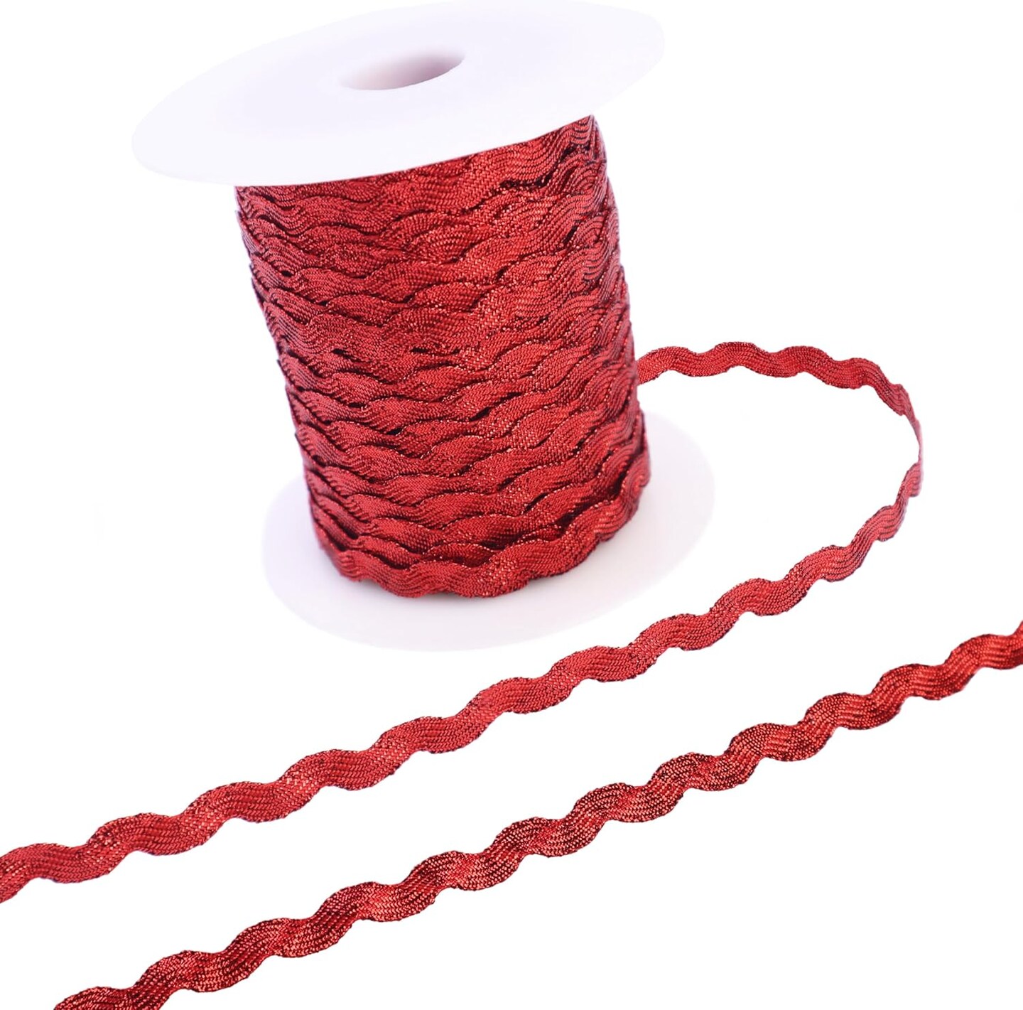 40 Yards Rick Rack Wave Bending Fringe Trim Christmas Red Glitter Lace ...
