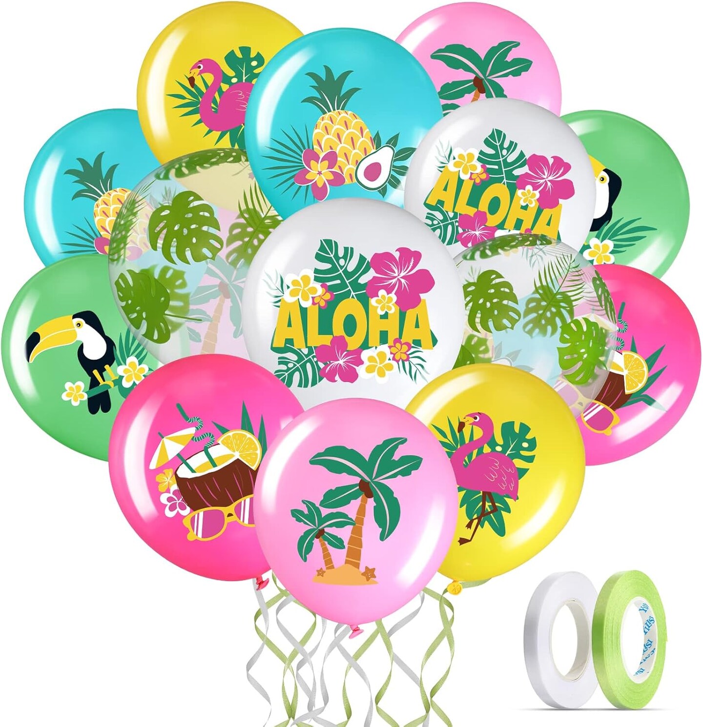 50 Pcs Tropical Party Aloha Latex Balloons | Michaels