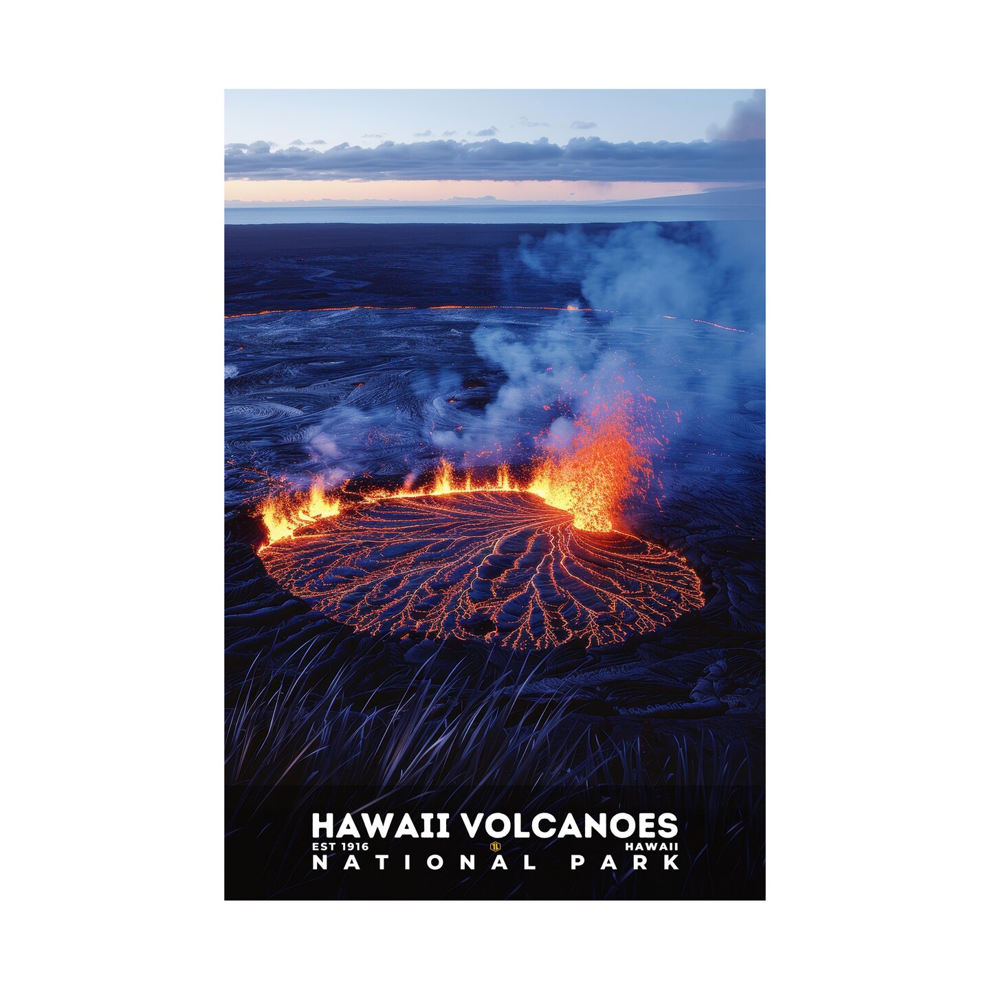 Hawaii Volcanoes National Park Poster, Travel Art, Office Poster, Home ...