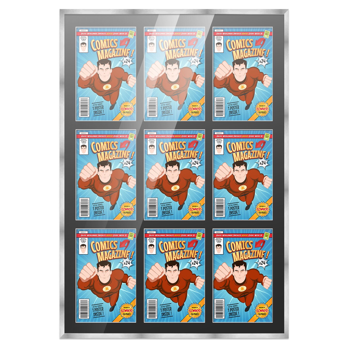 Comic Book Frame with Mat for 9 Current Era Comics Published After 1985 ...