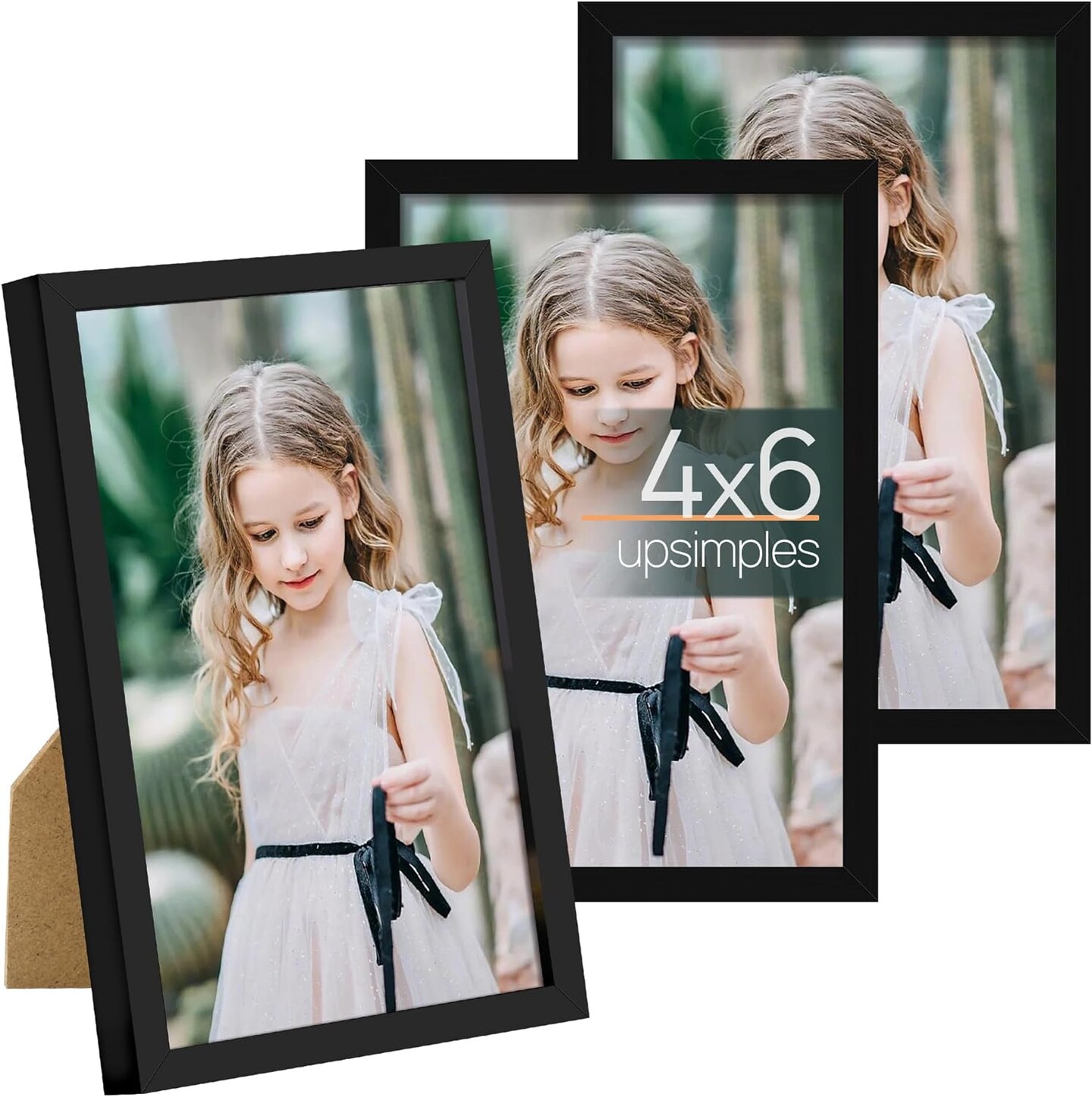 4x6 Picture Frame Set of 3, made of high definition glass for 4x6 black ...