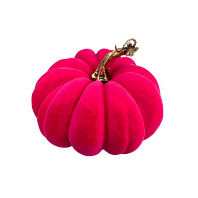 Elegant Pink Flocked Pumpkin | 4" Tall, 7" Diameter Velvet Pumpkin by ...