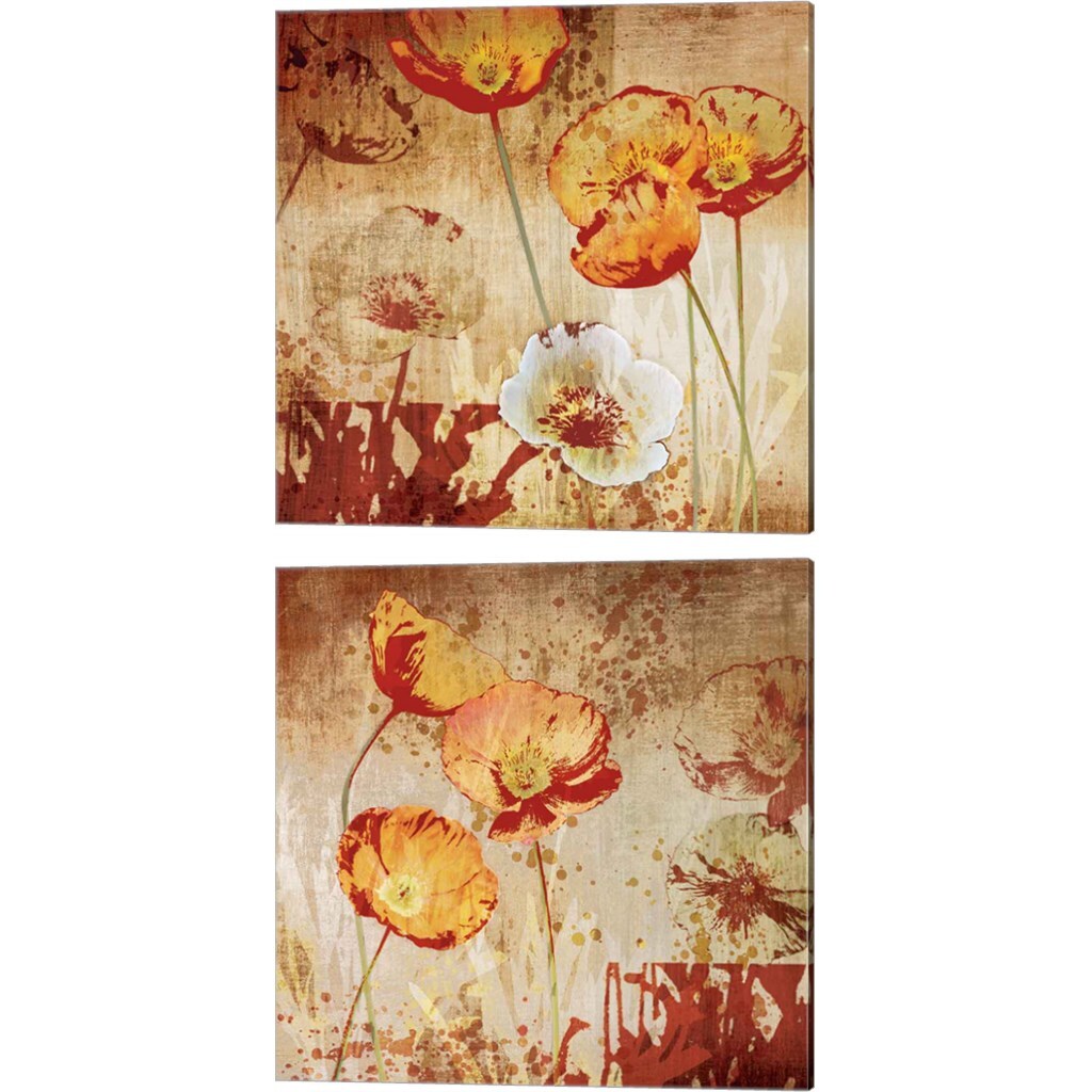 Poppy Heat by Tandi Venter 14" x 14" Canvas Wall Art (Set of 2) | Michaels
