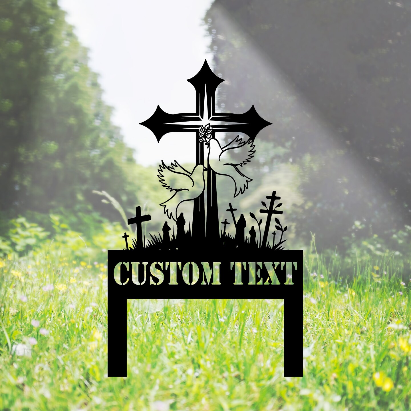Custom Cross Memorial Stake, Cross Metal Stake, Personalized Sympathy ...