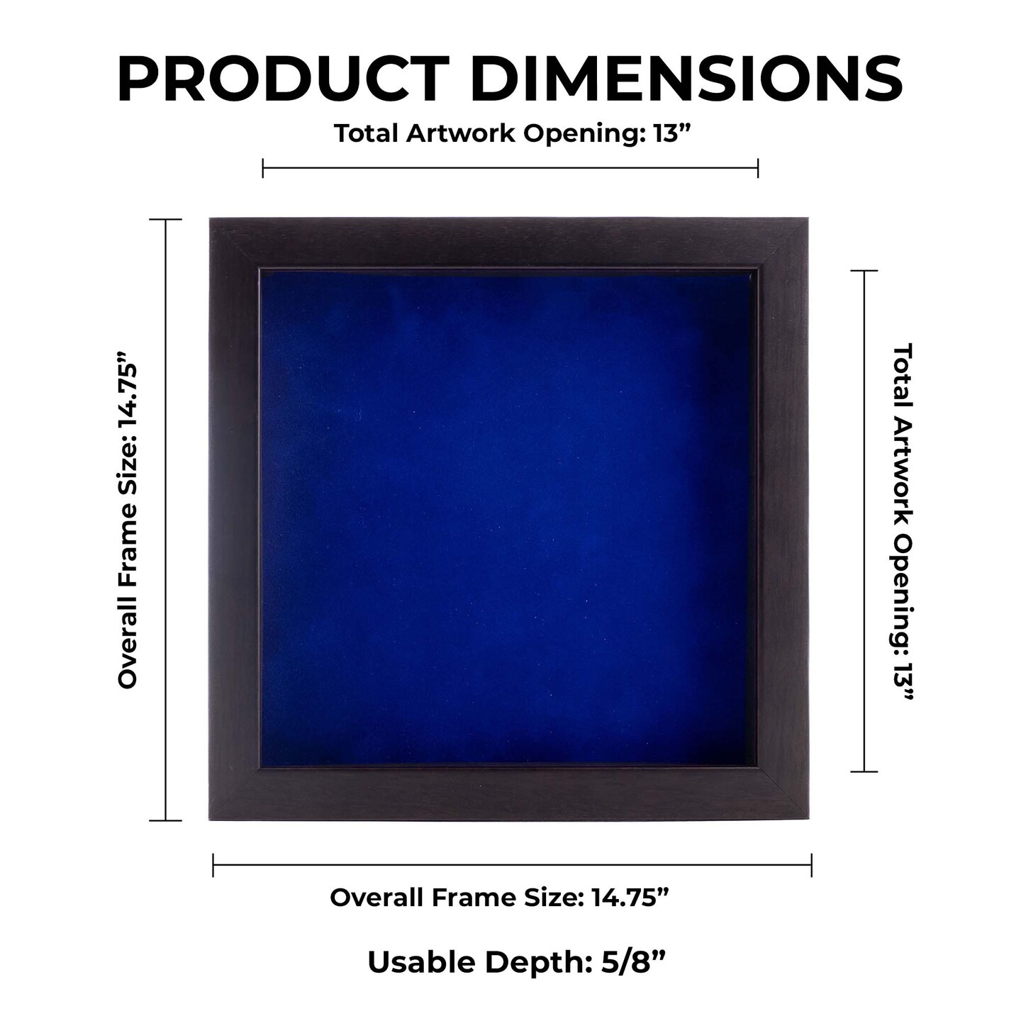 Rich Dark Brown Wood Shadow Box Frame with Acrylic Front - Royal Blue ...