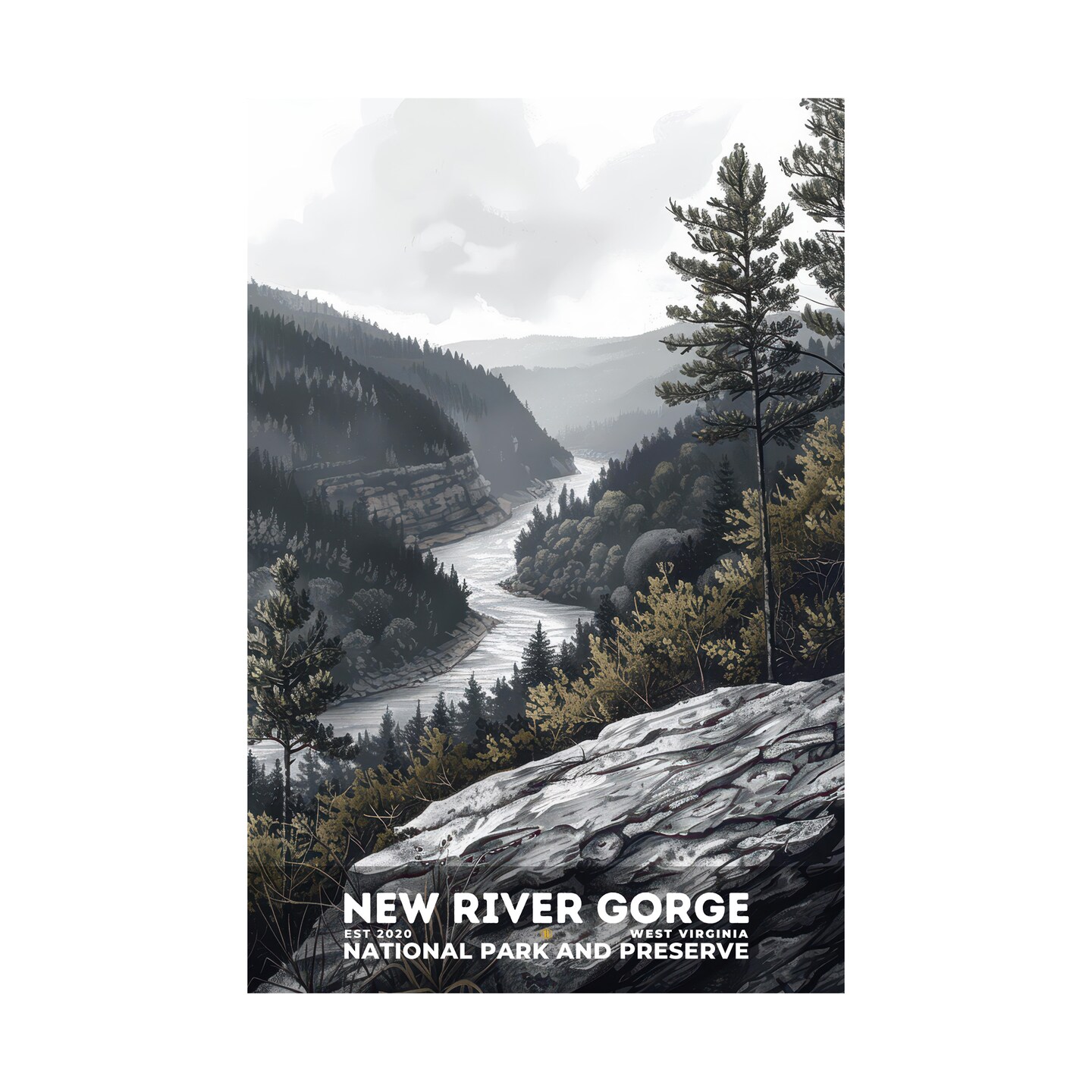 New River Gorge National Park Poster, Travel Art, Office Poster, Home ...