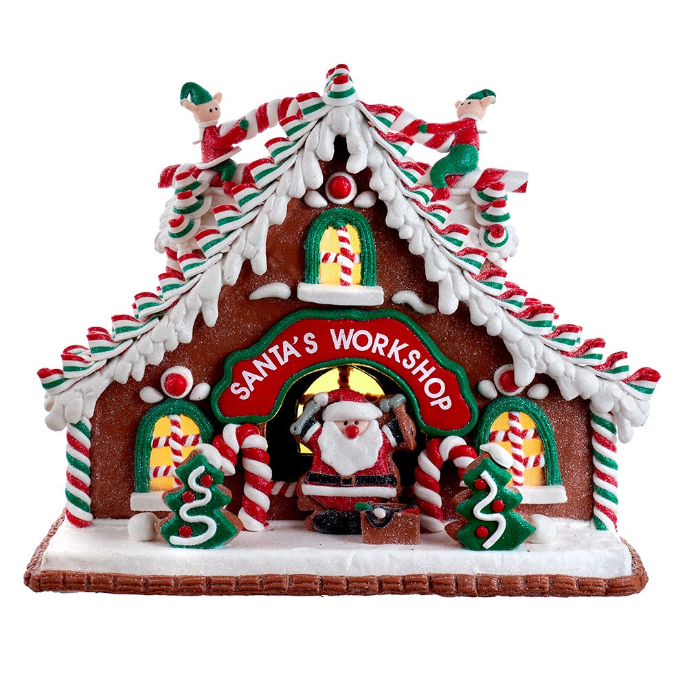 Kurt Adler 10.5-Inch Battery-Operated Light Up Santa's Workshop ...