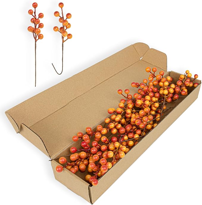 Artificial Berry Stems 32 Pack, Fall Floral Picks and Sprays 6.5" Small ...
