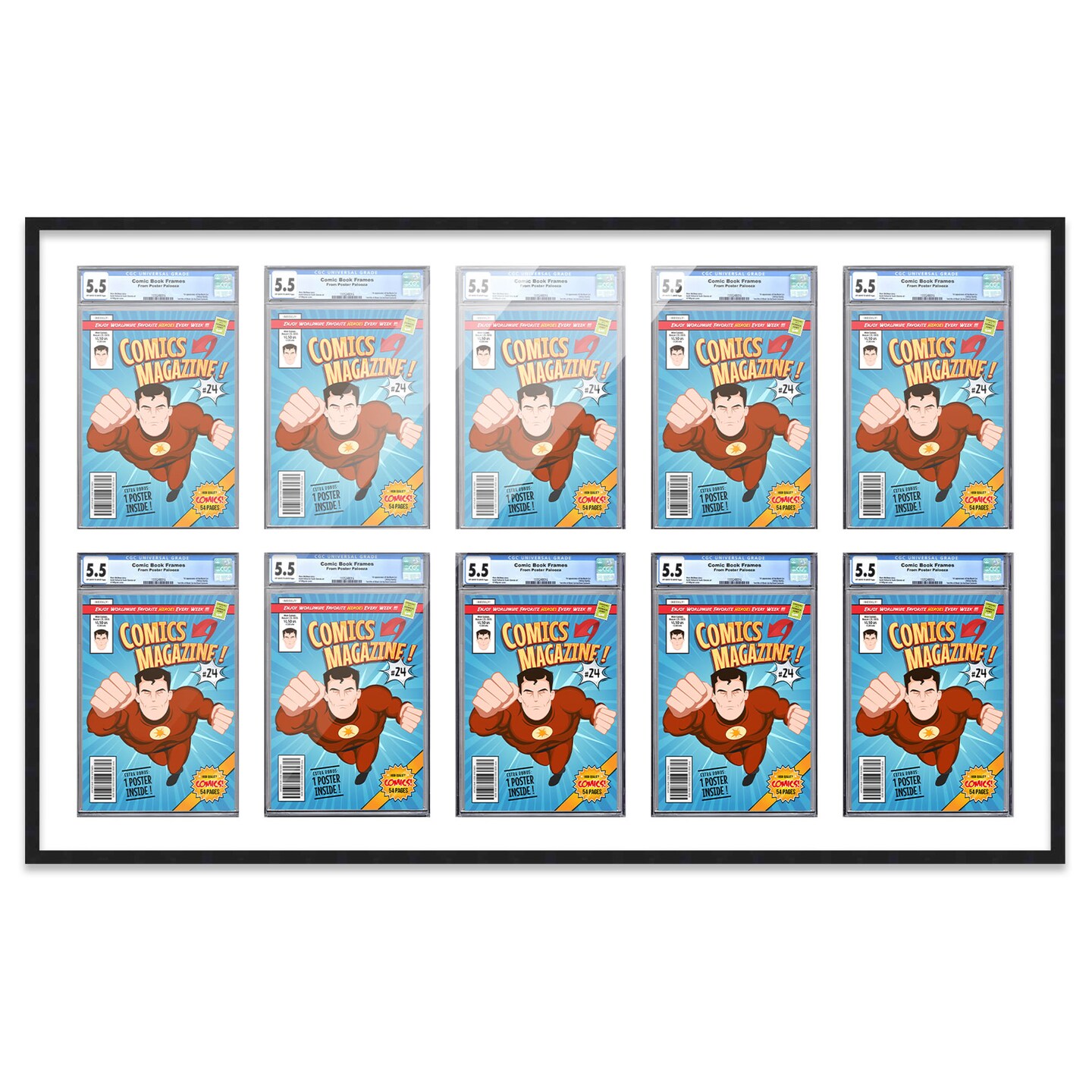 Comic Book Display Frame for CGC, PGX Graded, Slabed Comics - Black ...