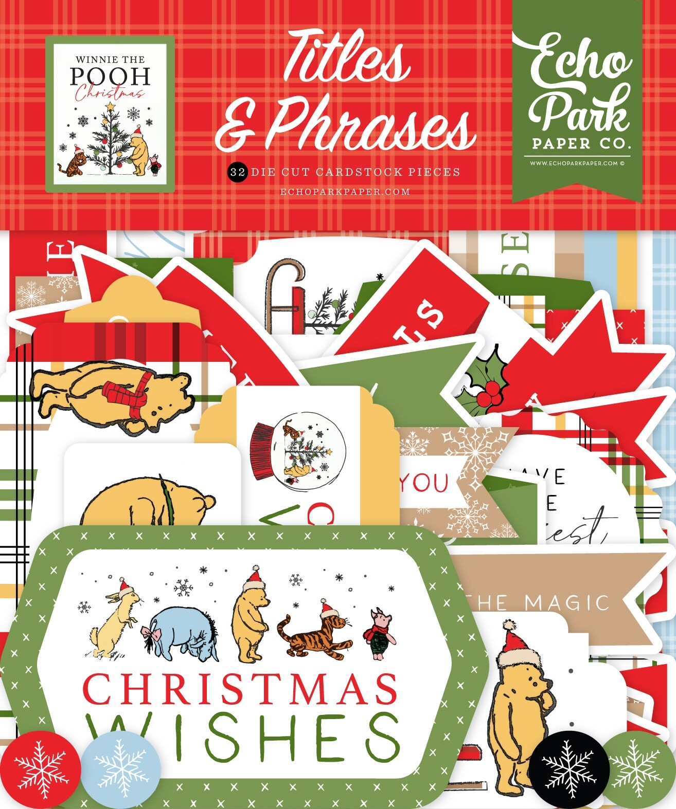 Echo Park Cardstock Ephemera-Title & Phrase,Winnie The Pooh Christmas ...