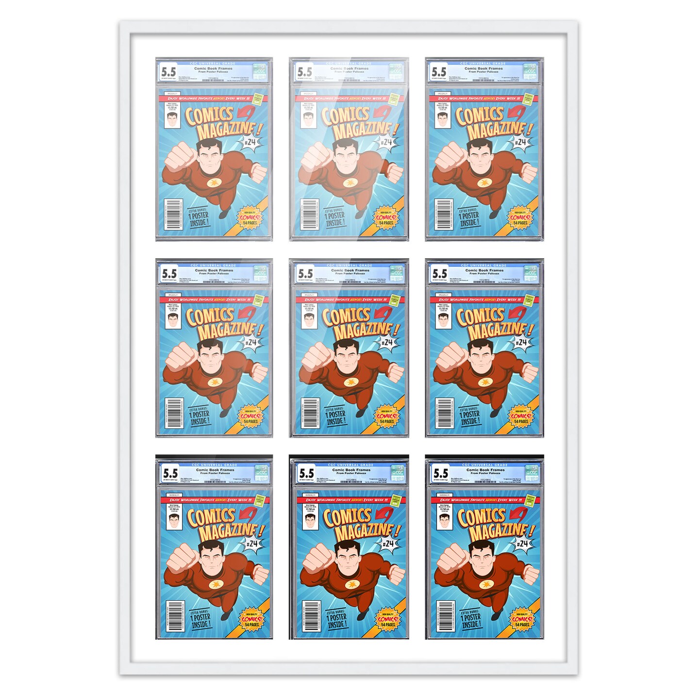 Comic Book Display Frame for Graded Comics - White Wood Comic Frame ...