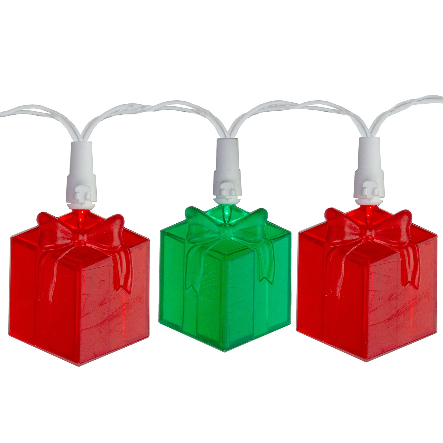 Sienna LED Gift Box Christmas Lights - Red and Green - 9.5' White Wire ...