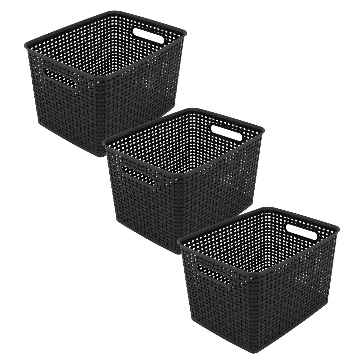 Plastic Weave Bin, Large, Black, Pack of 3 | Michaels