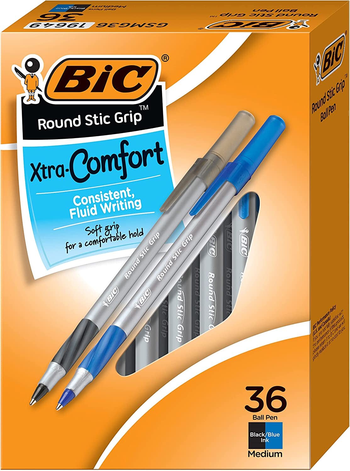 round Stic Grip Xtra Comfort Assorted Colors Ballpoint Pens, Medium ...