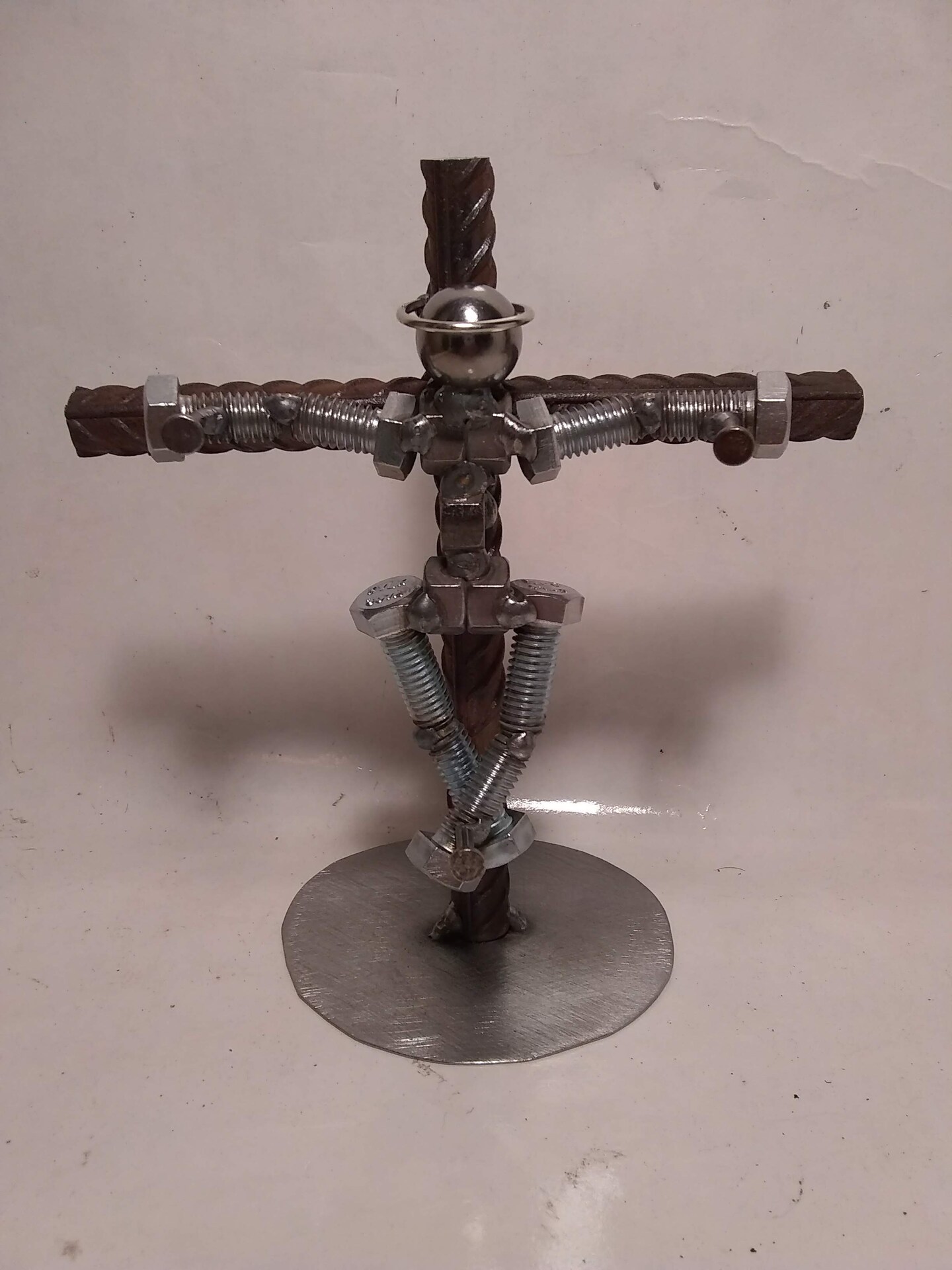 Jesus on the Cross-Metal Bolt Figurine, Upcycled Metal Art, Religious ...