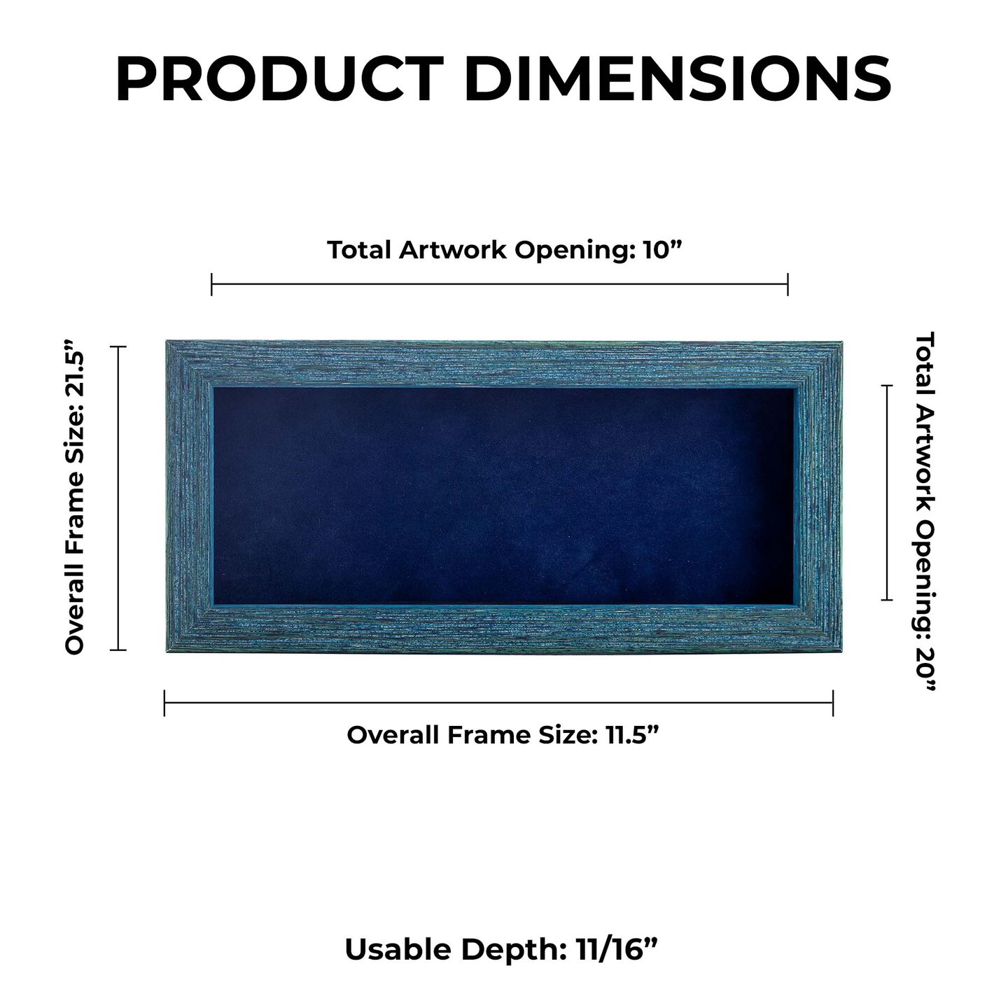 Rustic Blue Wood Shadow Box Frame with Acrylic Front - Navy Blue Suede ...