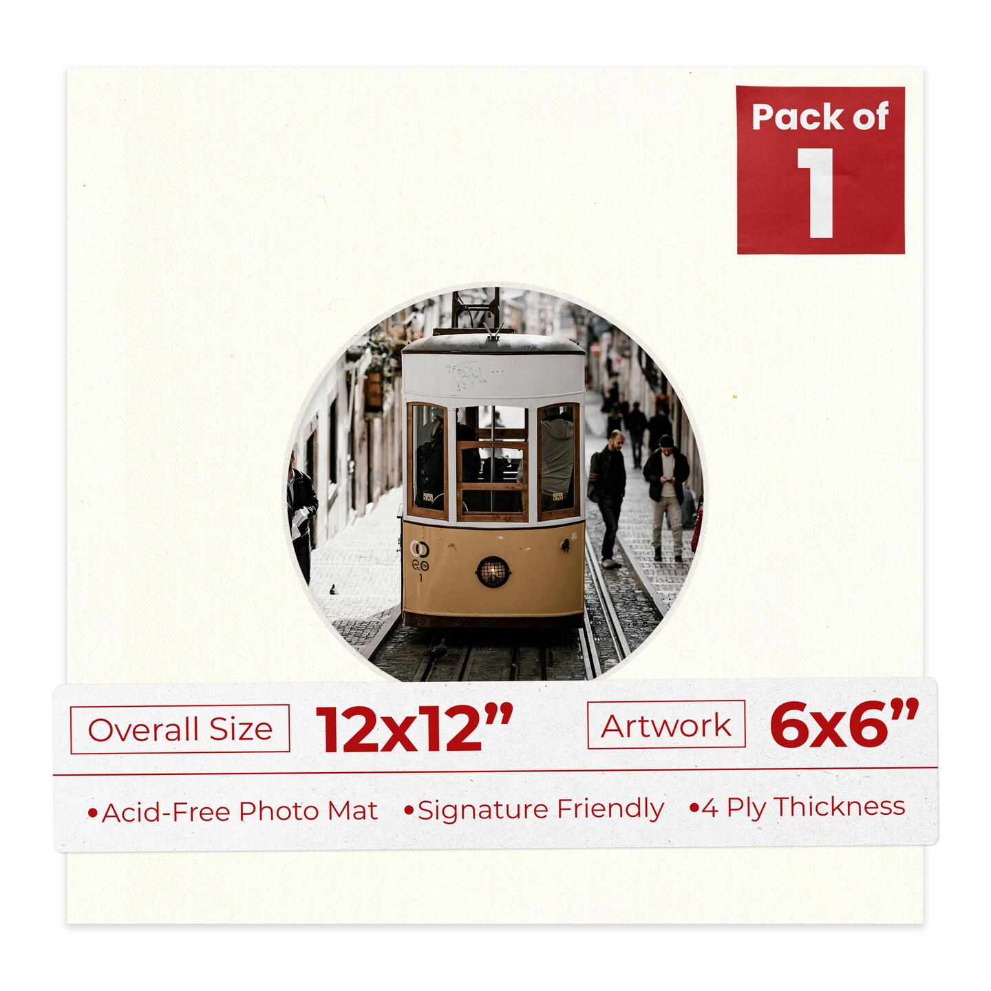 Beige Canvas Mat Board for 12x12 Frames - Circle Opening for 6x6 Photos ...