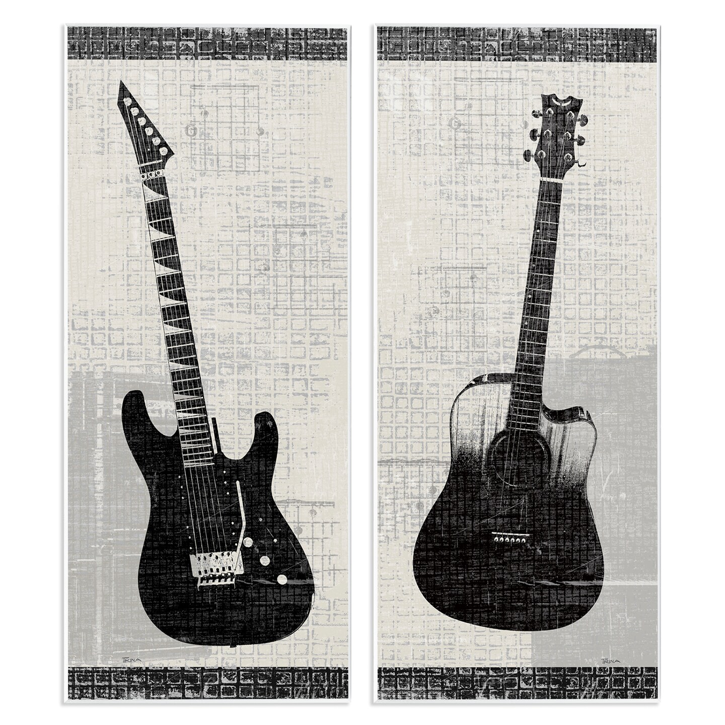 Stupell Industries Electric Acoustic Guitar 2 pc Wall Plaque Art Set ...