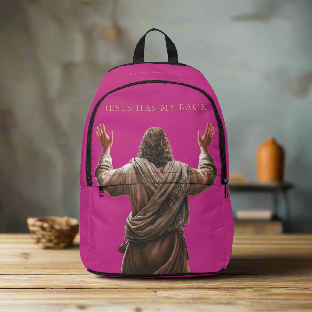 "Jesus Has My Back" Christian Backpack (pink and light pink ...