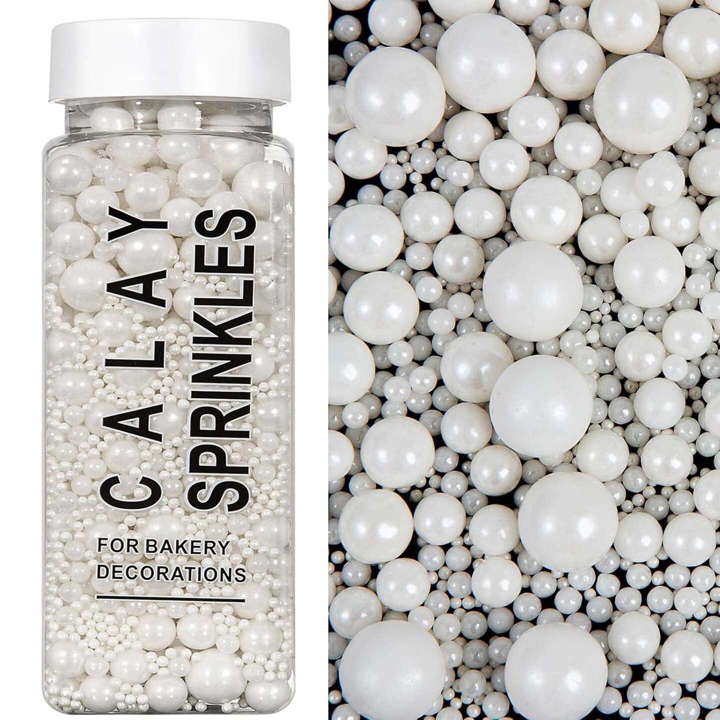 Sprinkles, Edible White Pearl Sprinkles, 150g/5.3oz Sprinkles for Cake ...