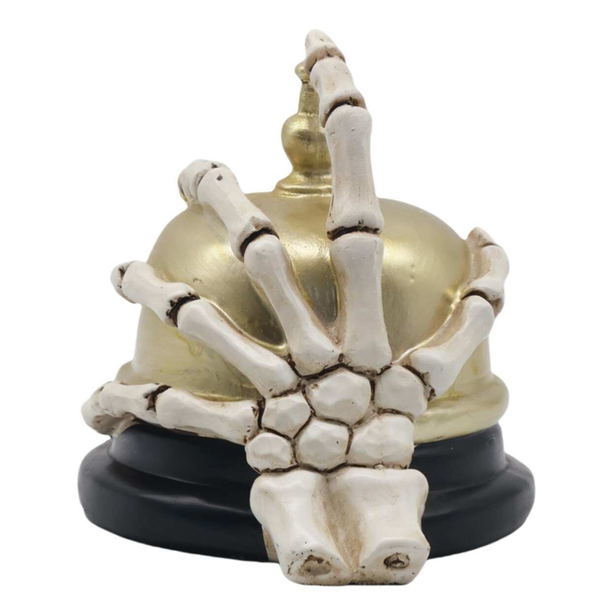 Halloween Decoration Horror Resin Crown Skeleton Hand Bell Figurine For ...