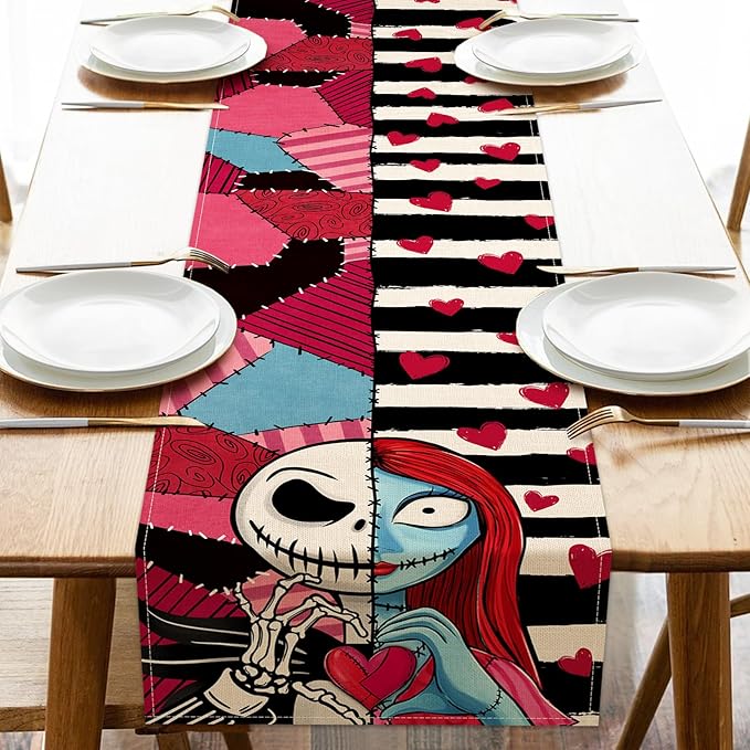 Valentine's Day Jack Table Runner, Sally Red Love Heart Stripe Patch ...