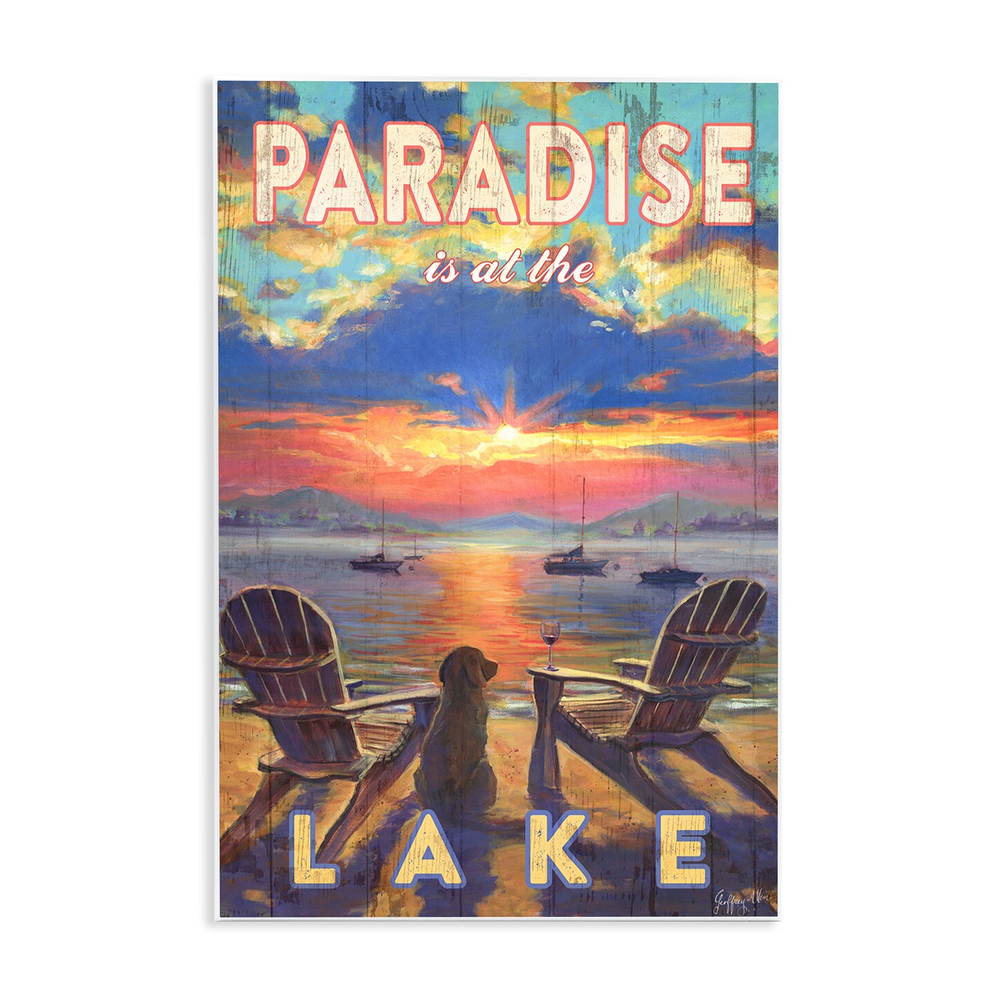 Stupell Industries Paradise At Lake Landscape Wall Plaque Art Design by ...