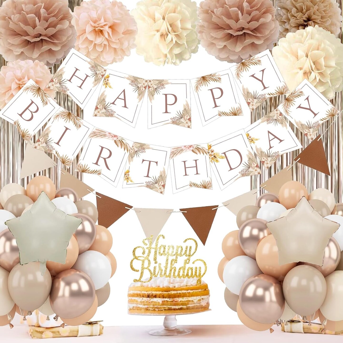 Birthday Decorations for Women, Women Birthday Decorations Beige Cream ...