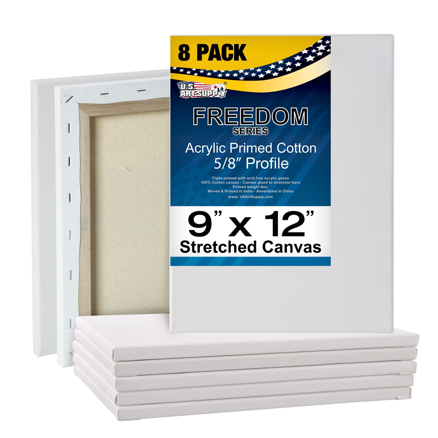 9 x 12 inch Stretched Canvas Super Value 8-Pack - Triple Primed ...