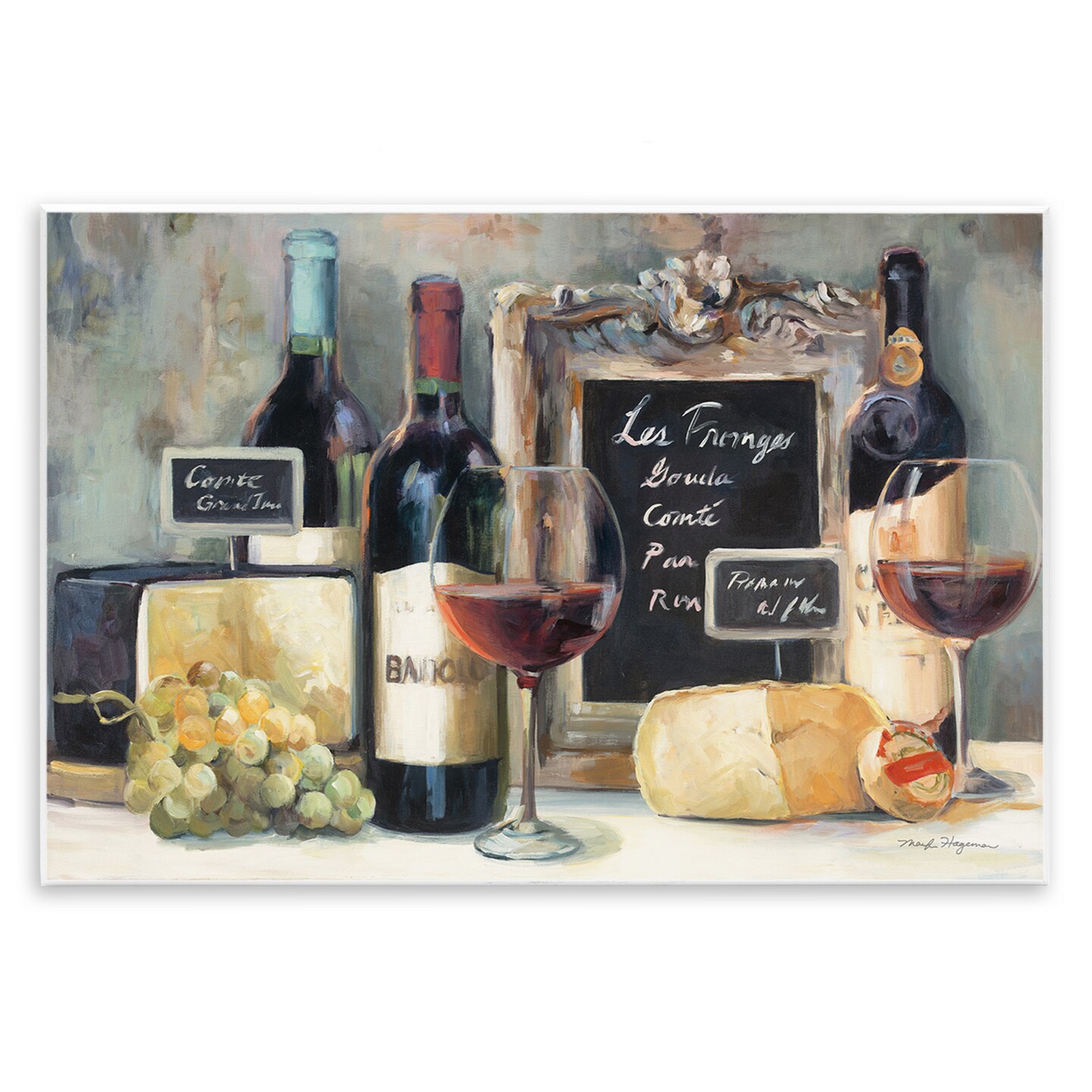 Stupell Industries Parisian Wine & Cheese Wall Plaque Art Design by ...