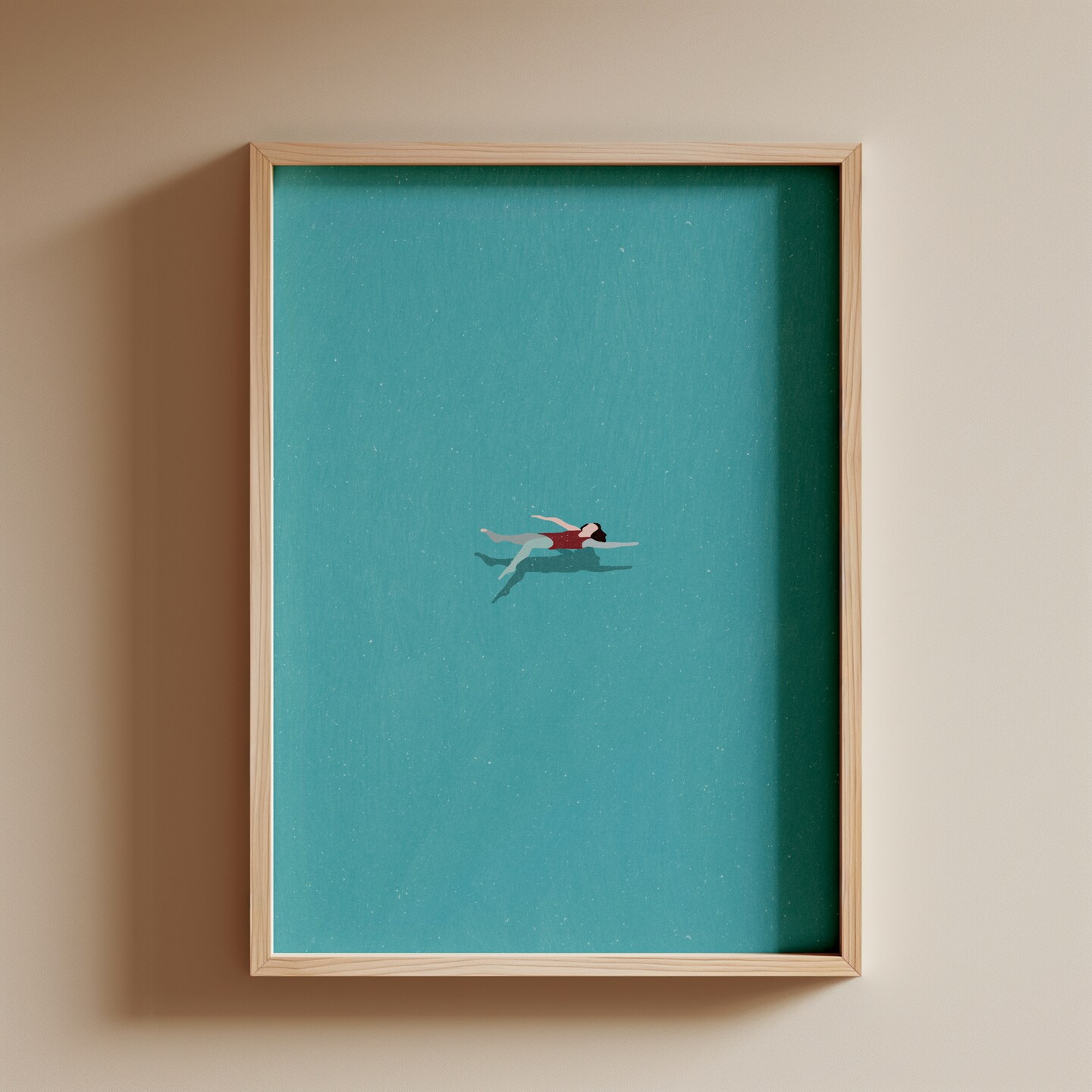 Girl Swimming in Pool | Tiny People Swimming Art | Minimalist Pool ...