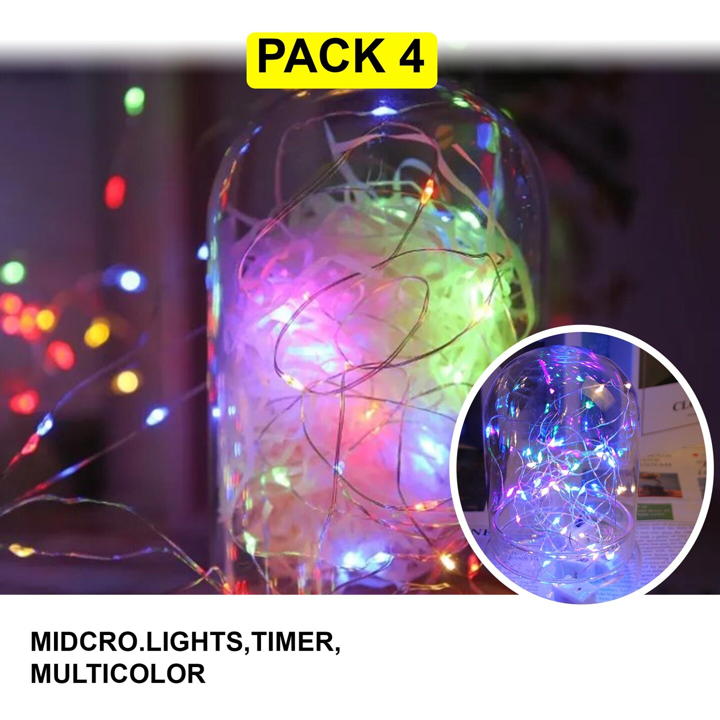 20 LED Christmas Micro Lights Multicolor Battery Operated String Lights ...