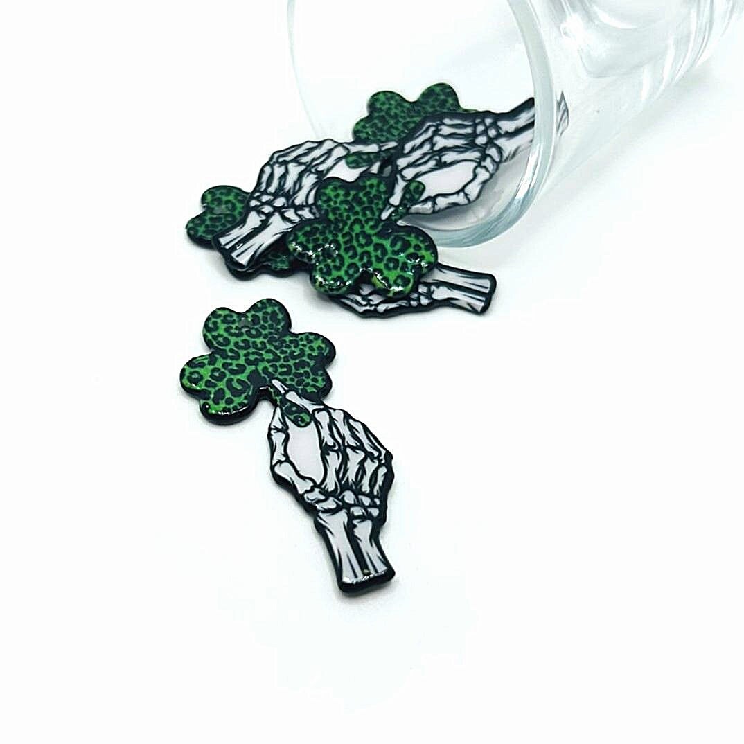 1, 4 or 20 Pieces: Punk St. Patrick's Day Skeleton Hand Clover Charms ...