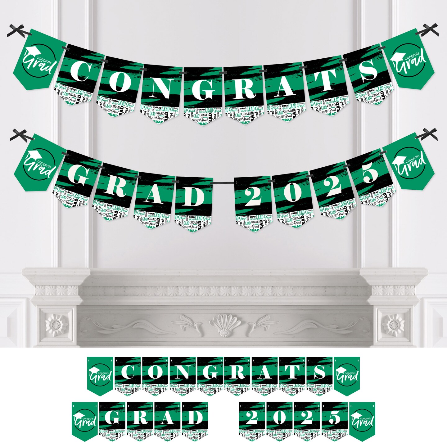 Big Dot of Happiness Green Graduation Bunting Banner - Party ...