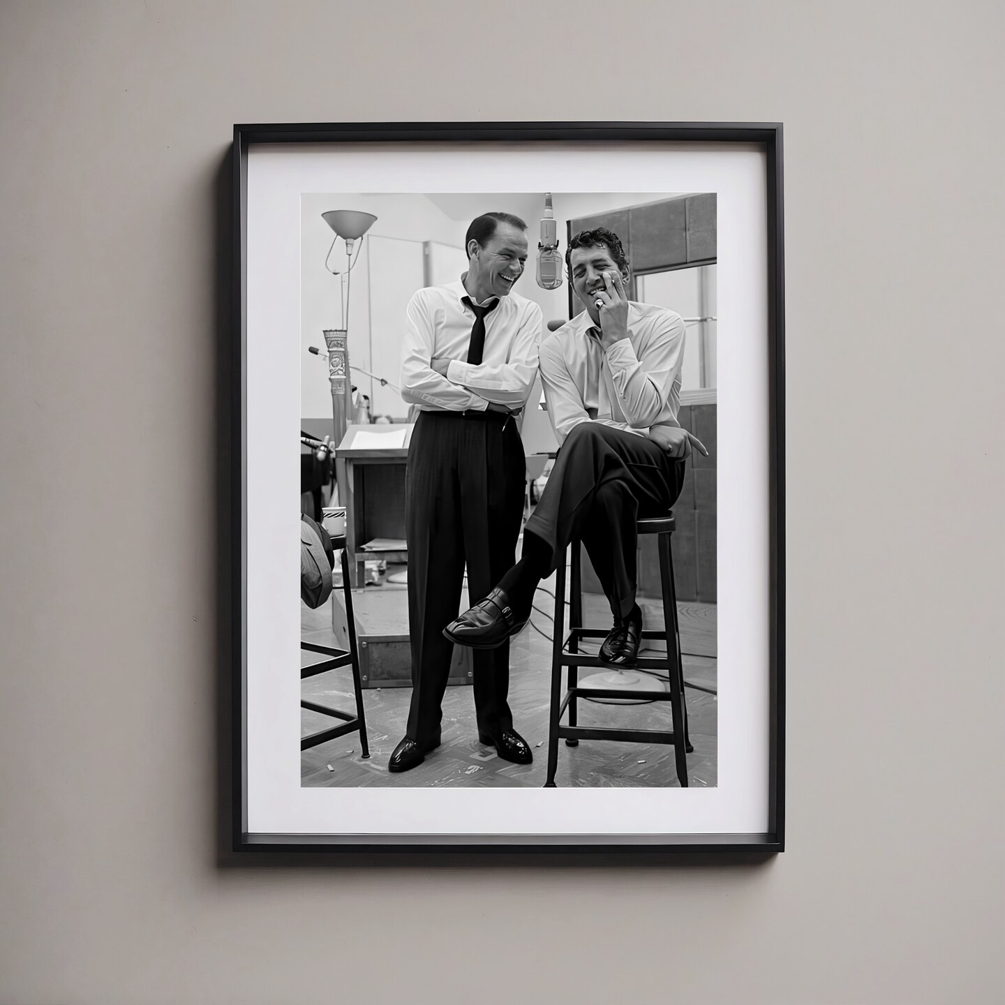 Frank Sinatra, Dean Martin studio photo c. 1958, black and white ...