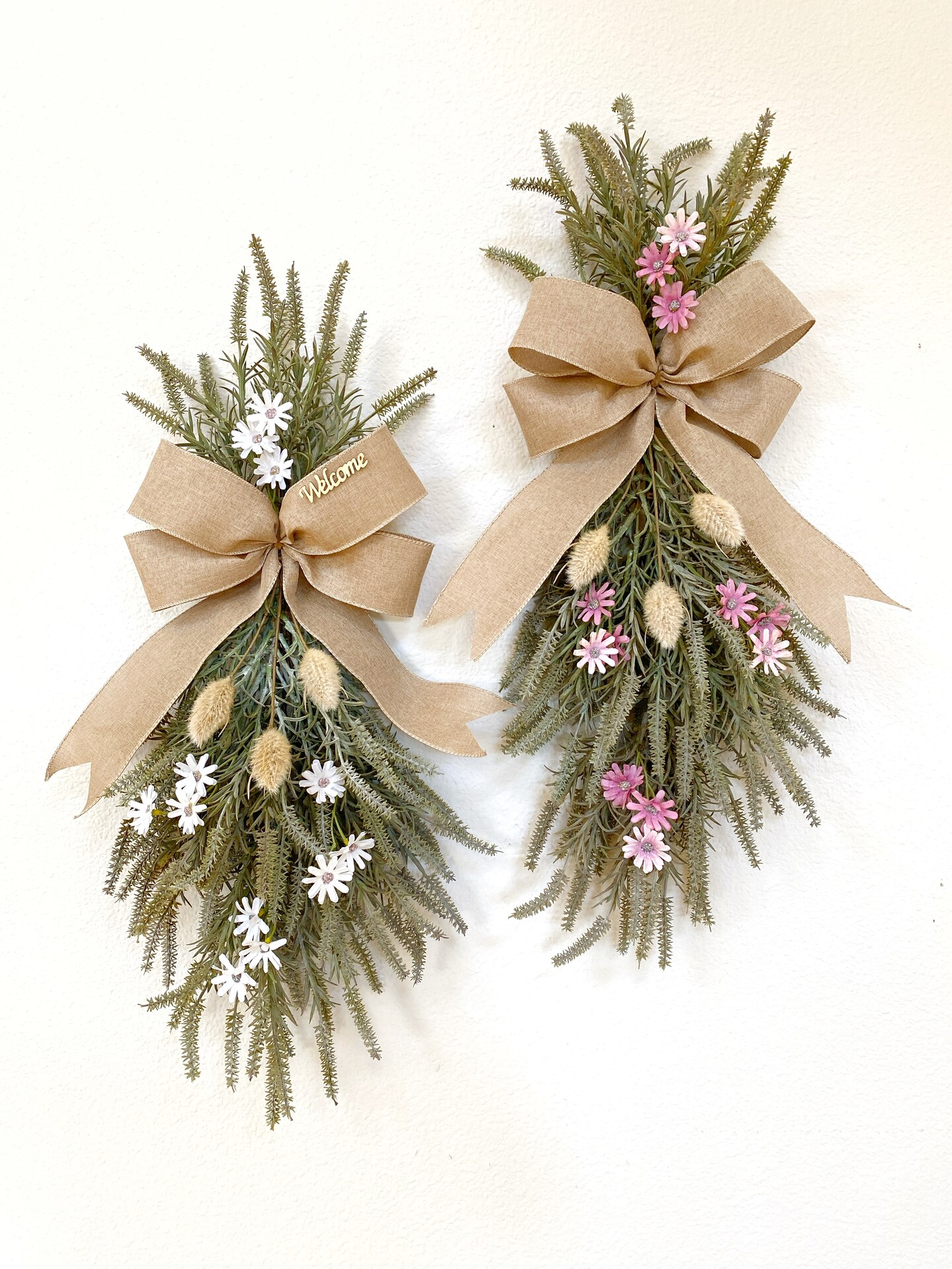 Spring Door Swag Faux - Front Door or Wall Swag, Double Door Wreath ...