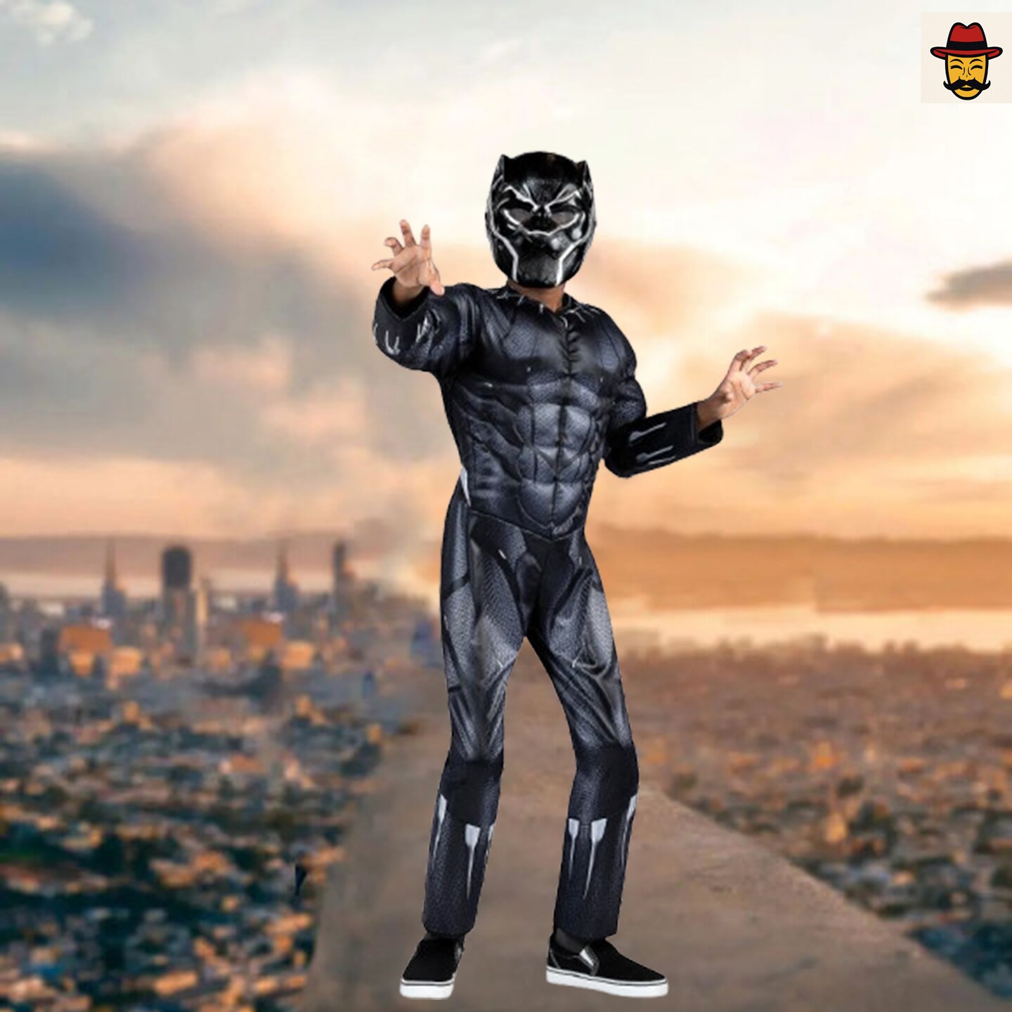 Black Panther Child Costume Padded Jumpsuit Molded Mask Marvel Outfit ...