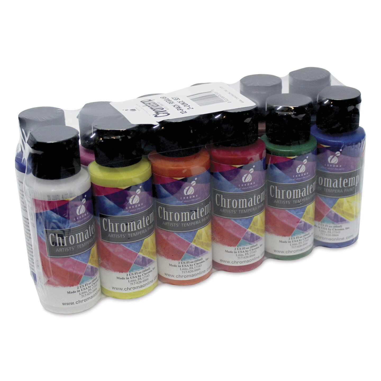 Chroma Chromatemp Artists' Tempera Paint - Set of 12, Assorted, 2 oz ...
