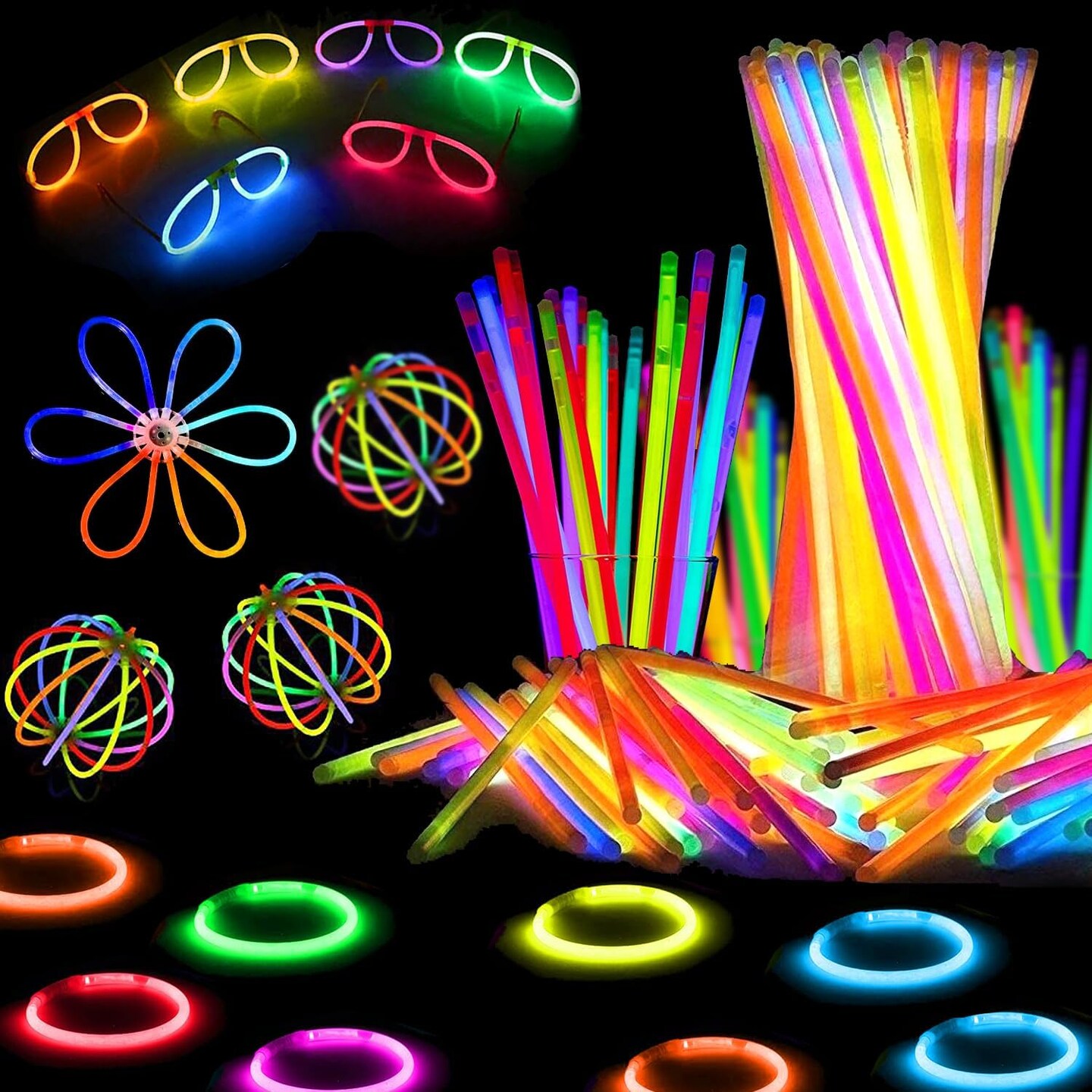 204 Pack Glow Sticks Bulk Party Supplies, 8 Inch Glow in the Dark with ...