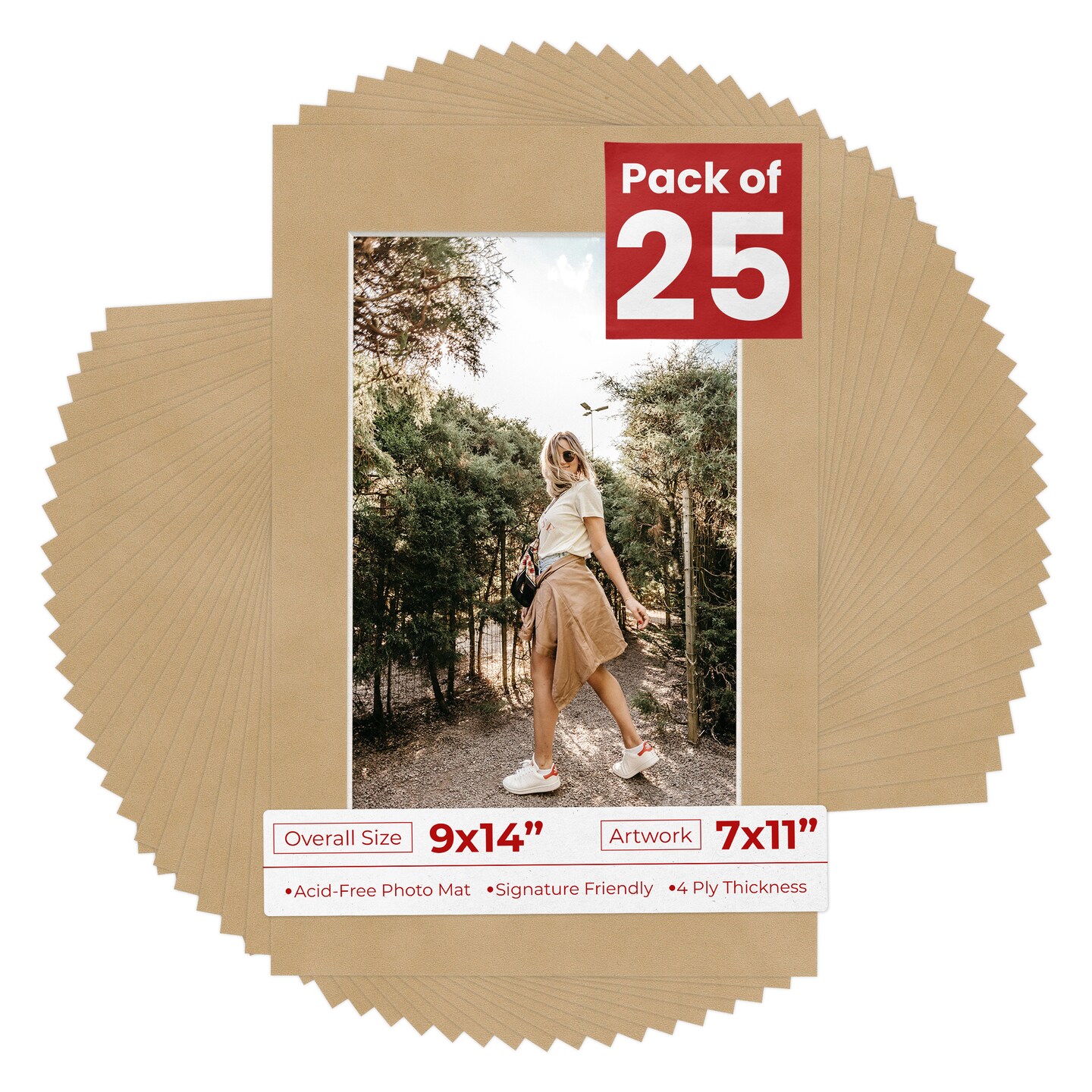 Beige Suede Mat Board for 9x14 Frames - Fits 7x11 Photos, Color: Brown ...