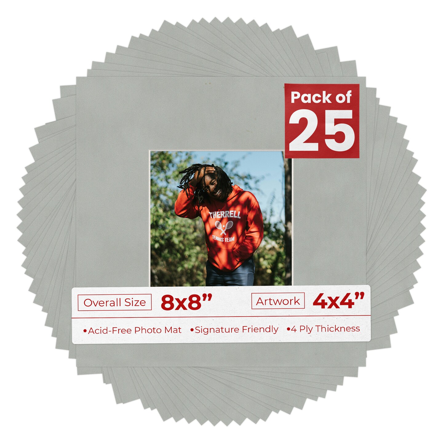 Light Grey Suede Mat Board for 8x8 Frames - Fits 4x4 Photos, Color ...