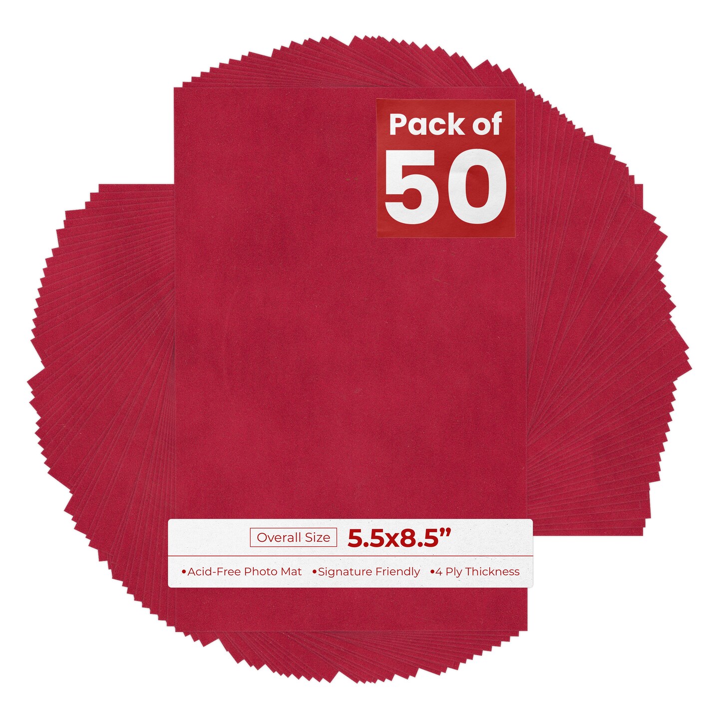 Red Suede 5.5x8.5 Uncut Mat Board - Blank Sheets, No Opening, Color ...