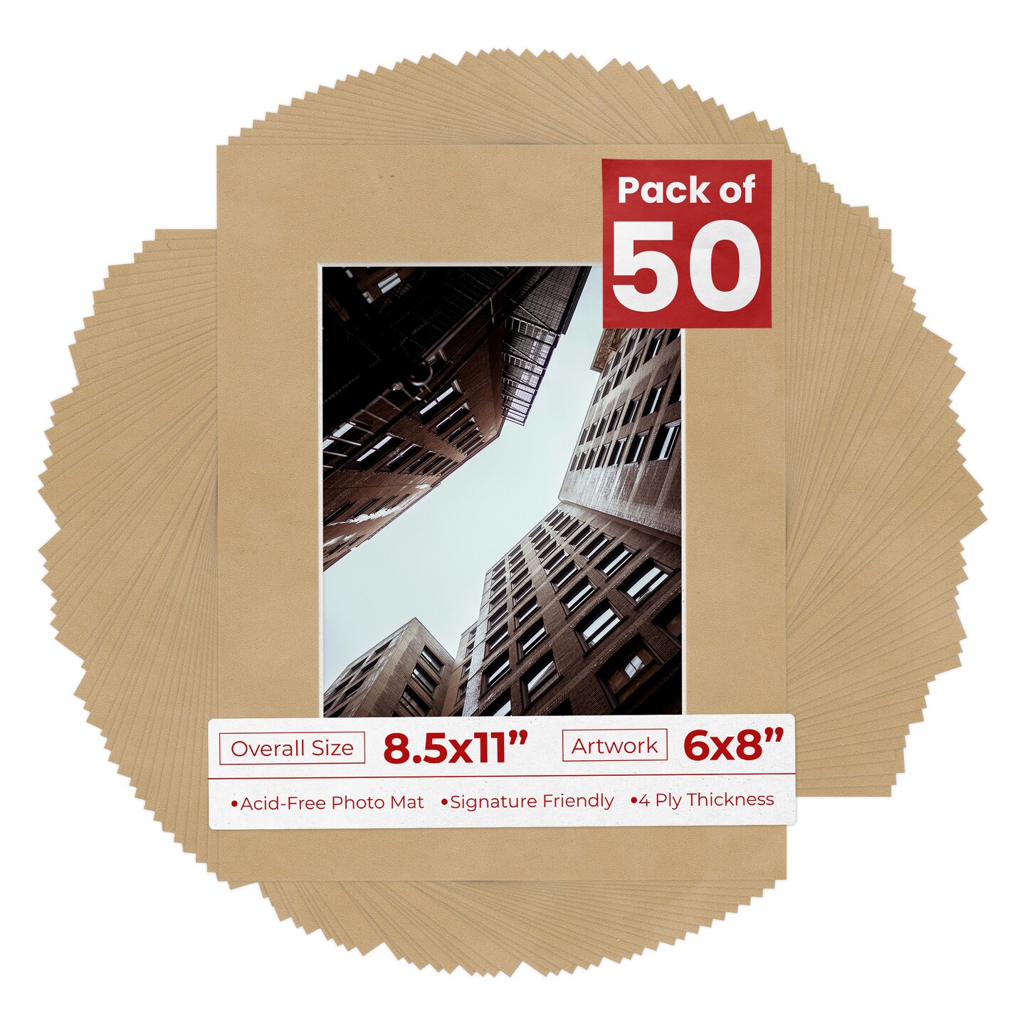 Beige Suede Mat Board for 8.5x11 Frames - Fits 6x8 Photos, Color: Brown ...