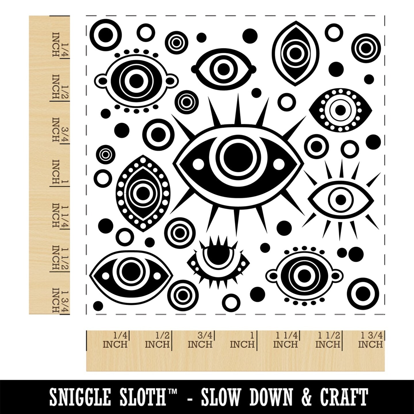 Nazar Evil Eye Hamsa Curse Protection Symbol Square Rubber Stamp for ...