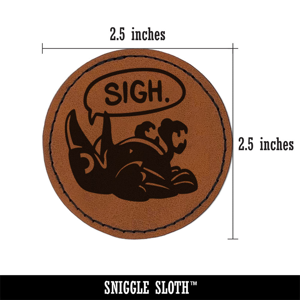 Sigh Depressed Raven Crow Bird Emo Round Iron-On Engraved Faux Leather ...