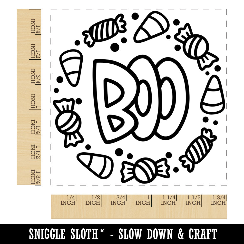 Boo Halloween Candy Square Rubber Stamp for Stamping Crafting, Size: 1 ...