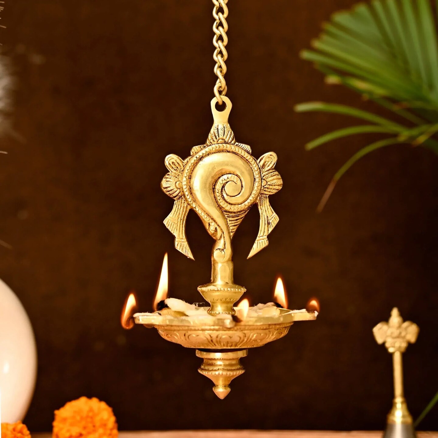 Brass Annam, Shank Wall Hanging Idol Oil Lamp Diya with Chain Hanging ...