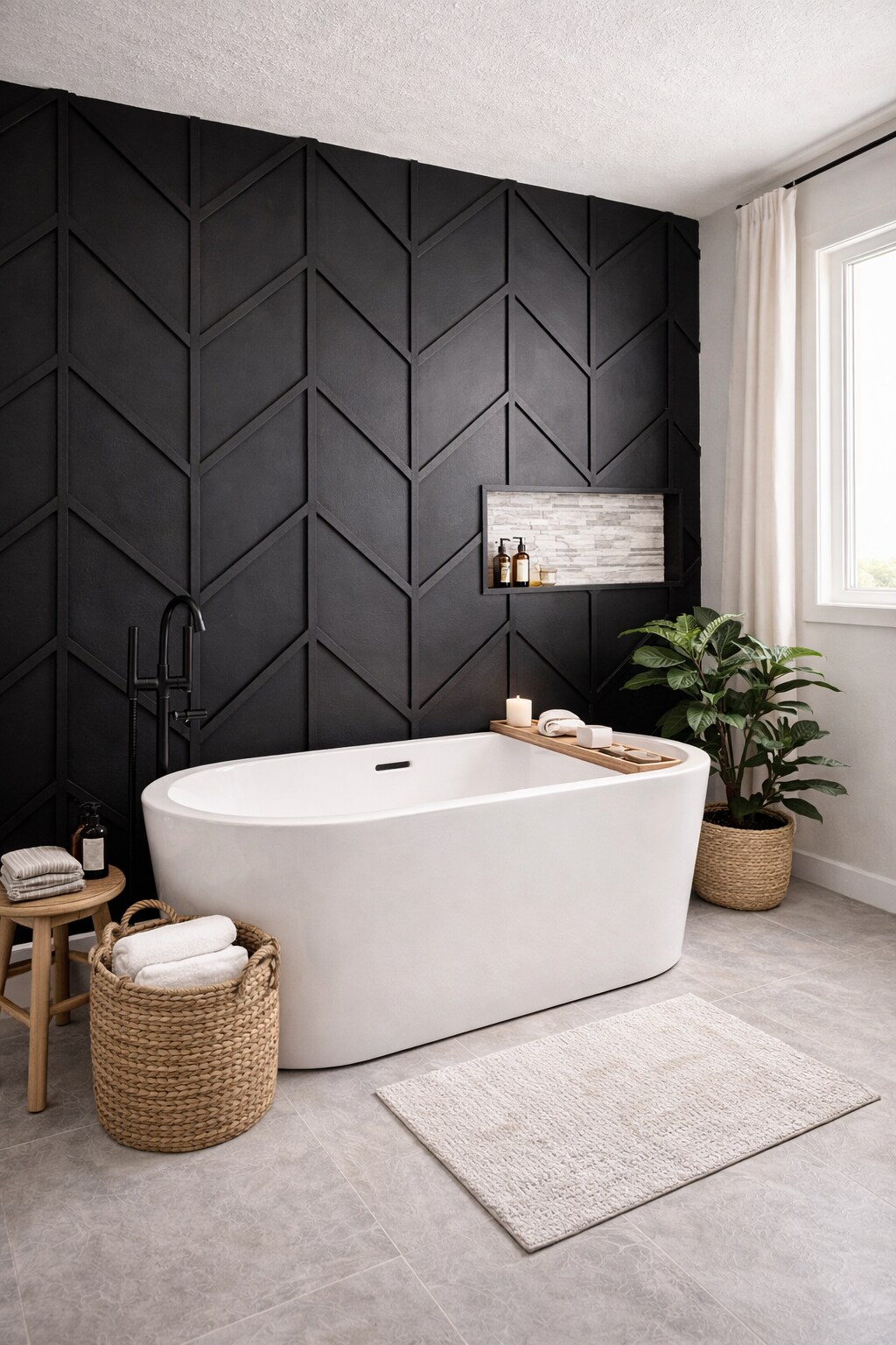 Chevron bathtub accent wall panels, shower accent wall panels, Powder ...