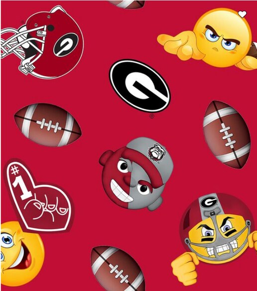 Licensed NCAA University of Georgia Emoji Fleece GA-1126 Fabric by the ...